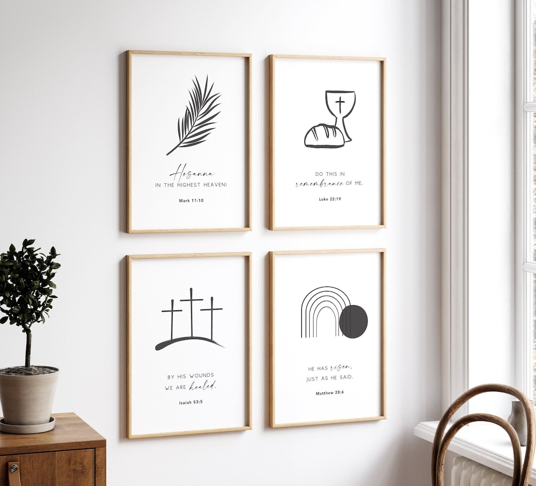 Minimalist Easter Bundle, Holy Week PRINTABLES, Set of 4 Bible Verses ...