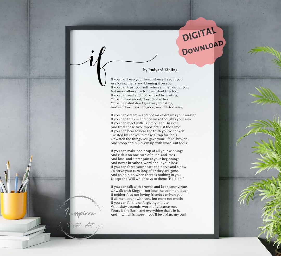 If by Rudyard Kipling PRINTABLE, Poetry Wall Art, Minimalist ...