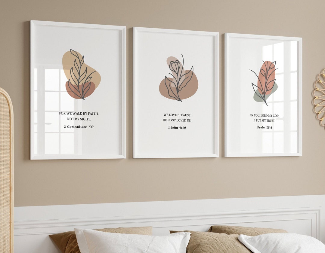 Christian Bible Verse Wall Art, Set of 3 PRINTABLES, Modern Christian ...
