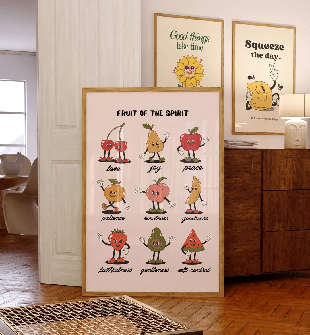 Fruit of the Spirit Retro PRINTABLE, Groovy Scripture Wall Art, Trendy ...