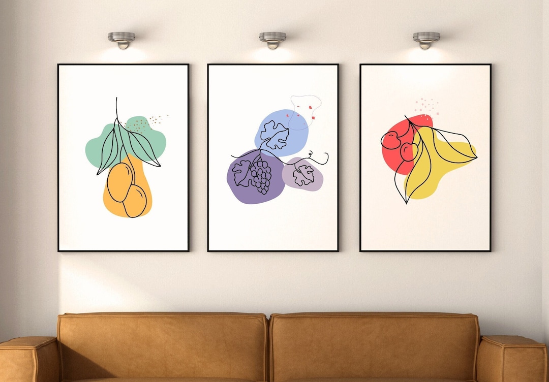 Set of 3 Fruits PRINTABLES, Nursery Wall Art, Living Room Decor ...