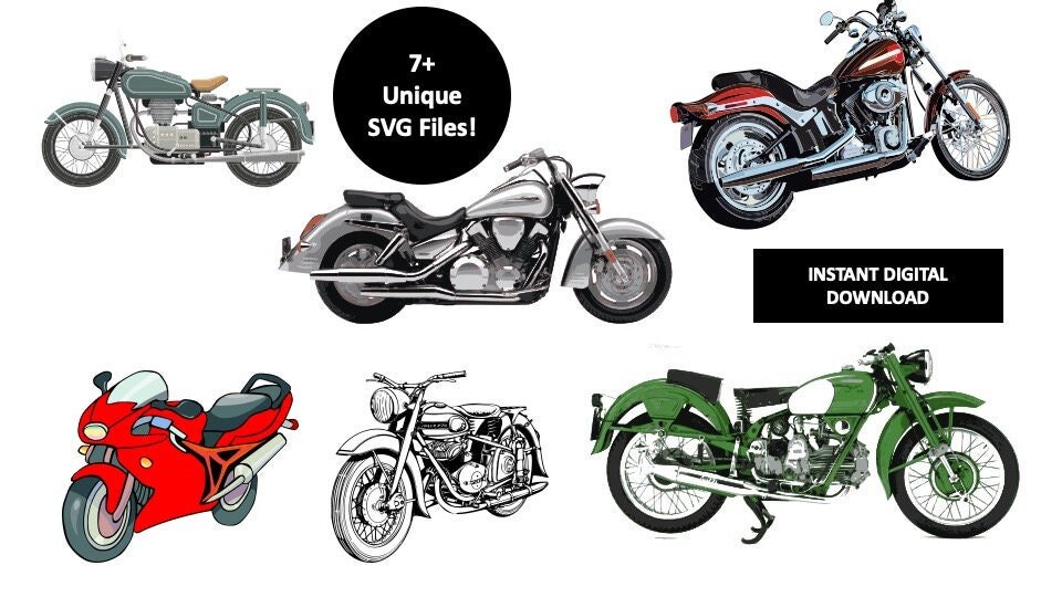 Motorcycle SVG Files Multiple SVG Files of Motor Bikes With - Etsy