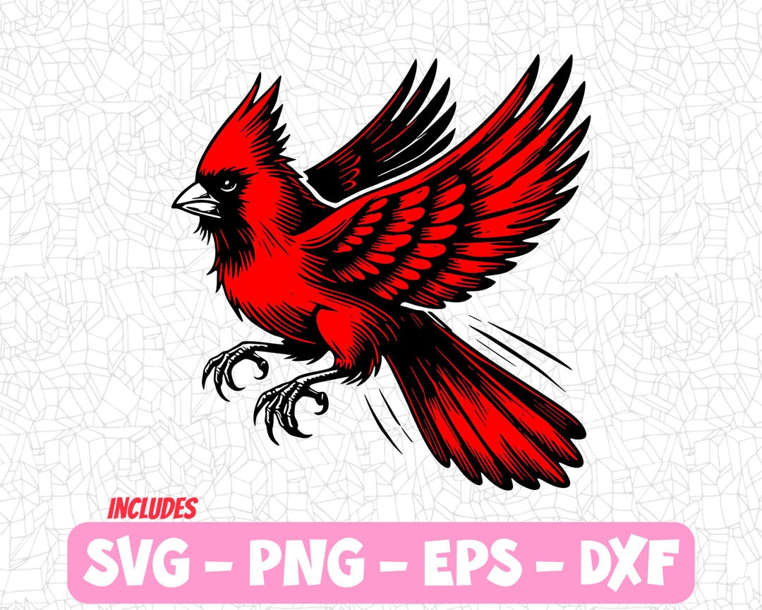Cardinal Bird SVG | Flying Red Bird Clipart PNG, Eps, Dxf | Nature ...