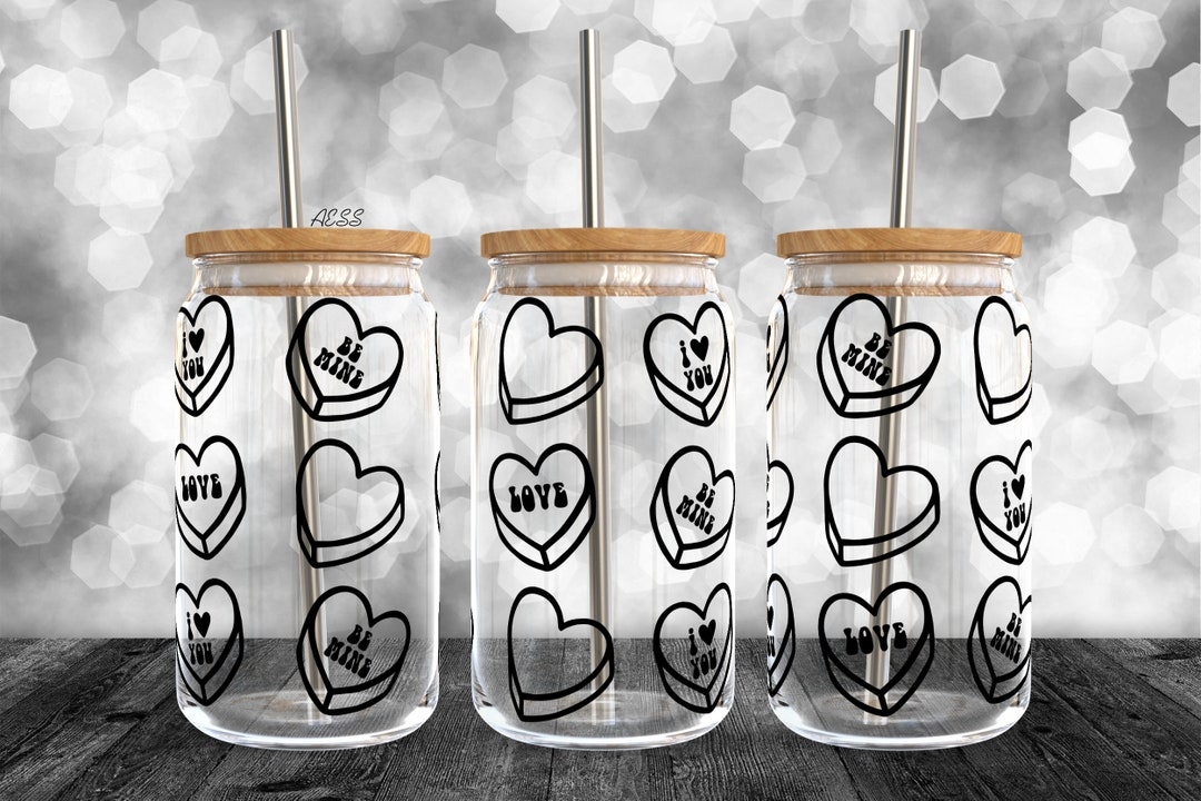 Valentines Candy, 16oz Glass Can, Libby Cup, PNG Sublimation Design ...