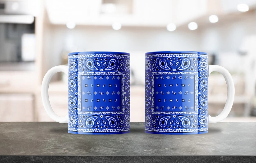 Blue Bandana Mug Design, This Design Can Be Used to Sublimate 11 & 15oz ...