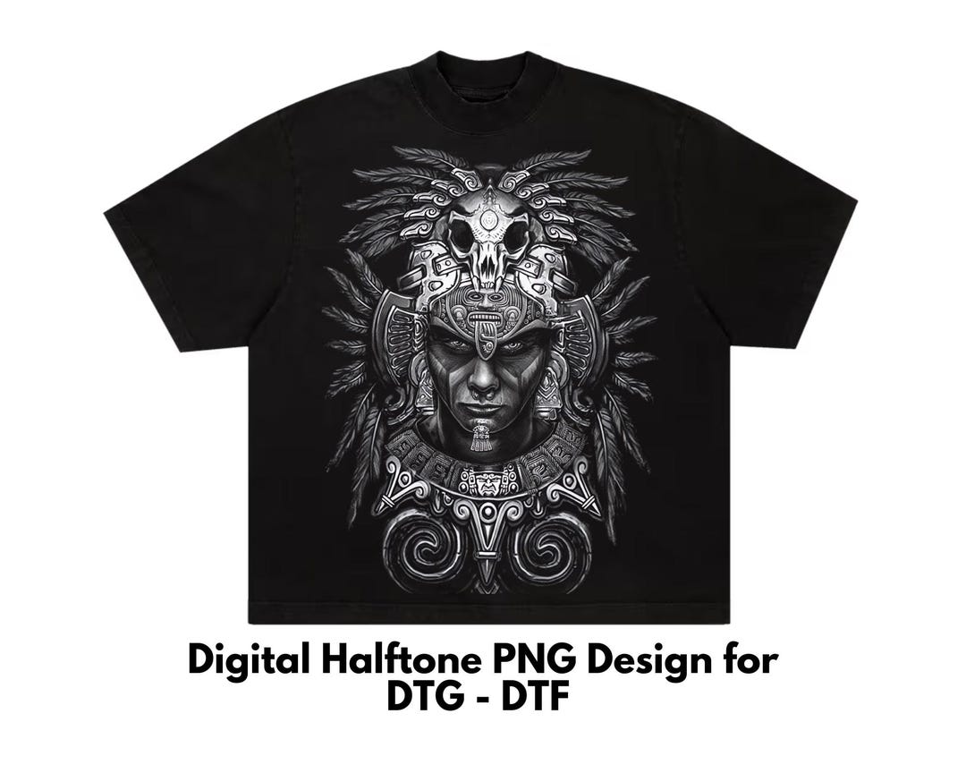 Aztec Warrior Halftone T-shirt Design, DTF Shirt Design, DTG Tee Design ...