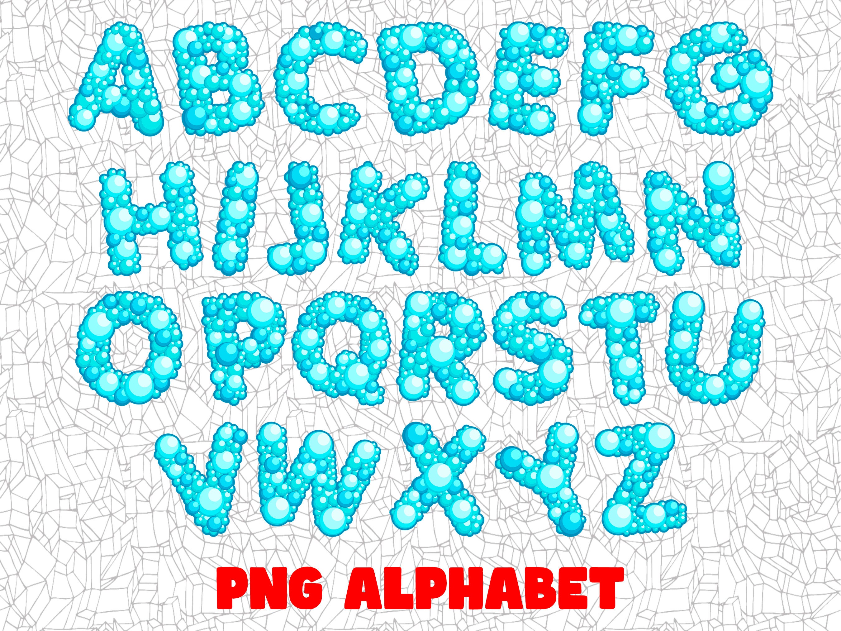 Bubble PNG Alphabet Craft Files PNG Designs Digital - Etsy