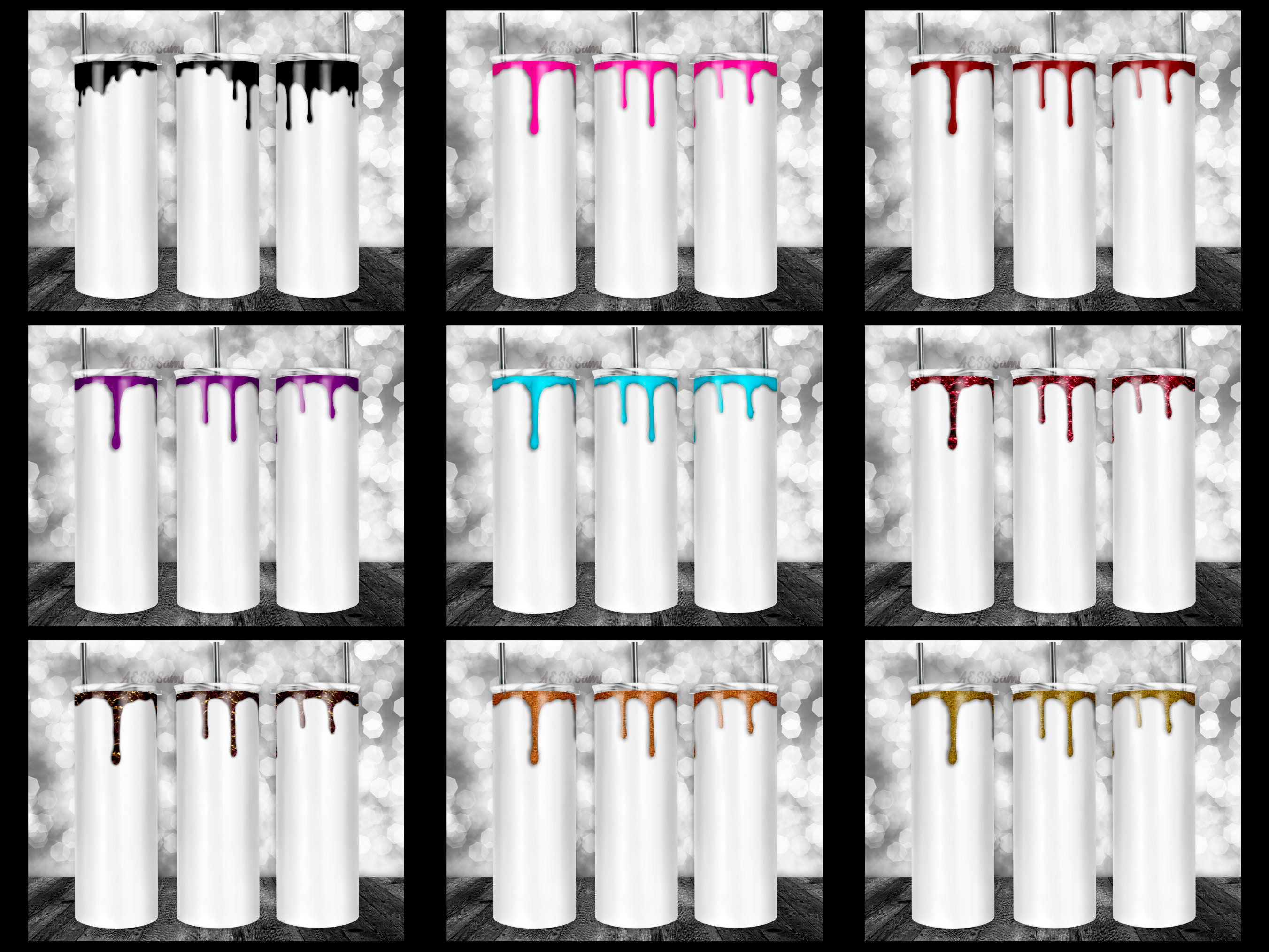 Drip Overlays Tumbler Bundle, for 20oz Cups, Sublimation Design ...