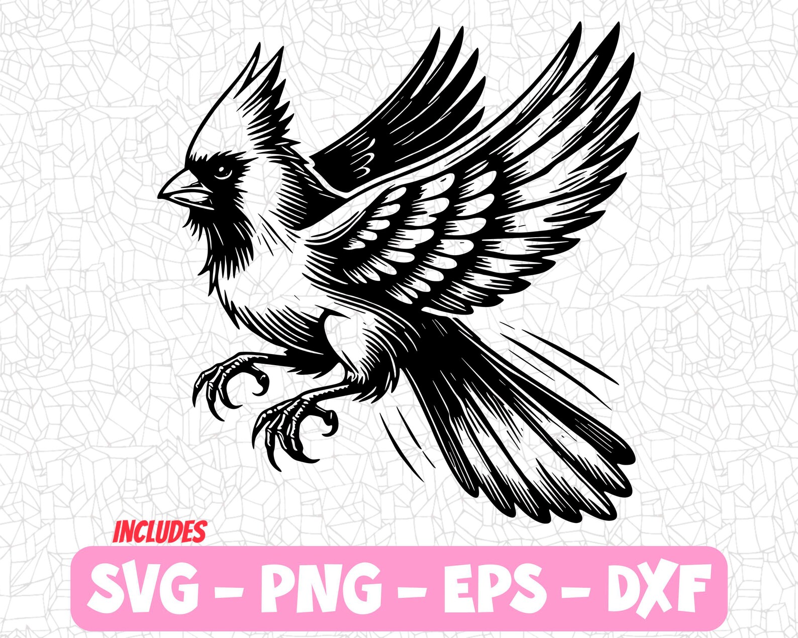 Cardinal Bird SVG | Flying Red Bird Clipart PNG, Eps, Dxf | Nature ...