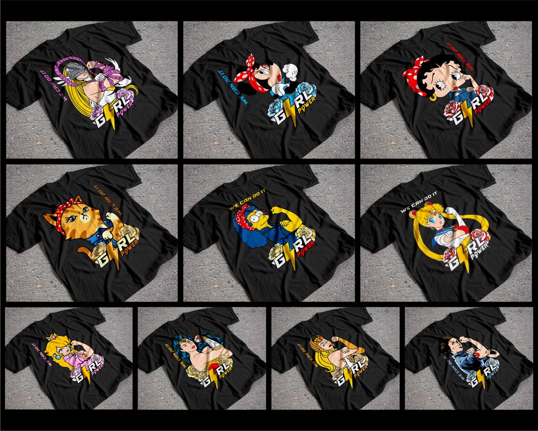 Girl T-shirt Design Bundle, PNG Designs for DTG, DTF, Sublimation ...