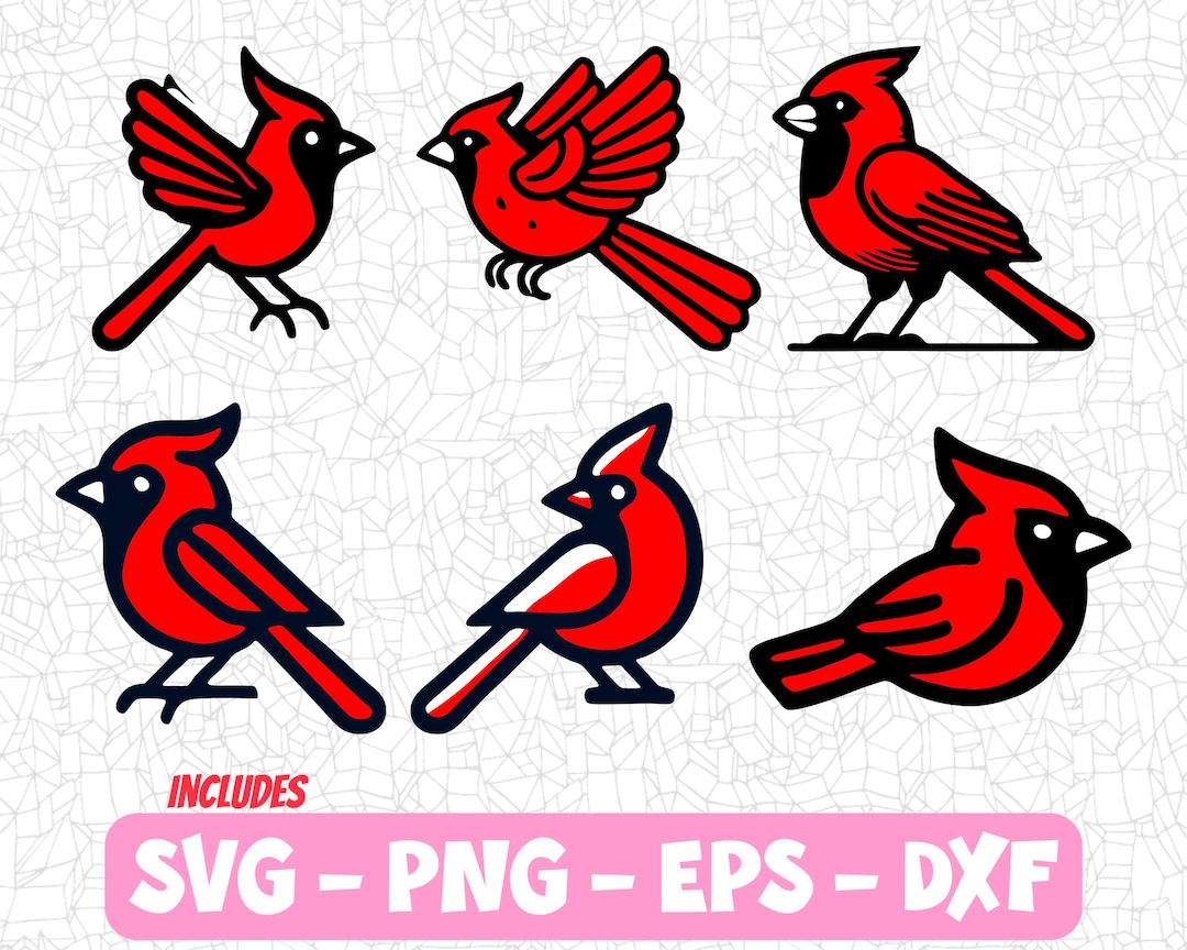 Cardinal Bird SVG Bundle | Red Bird Clipart PNG, Eps, DXF | Nature ...