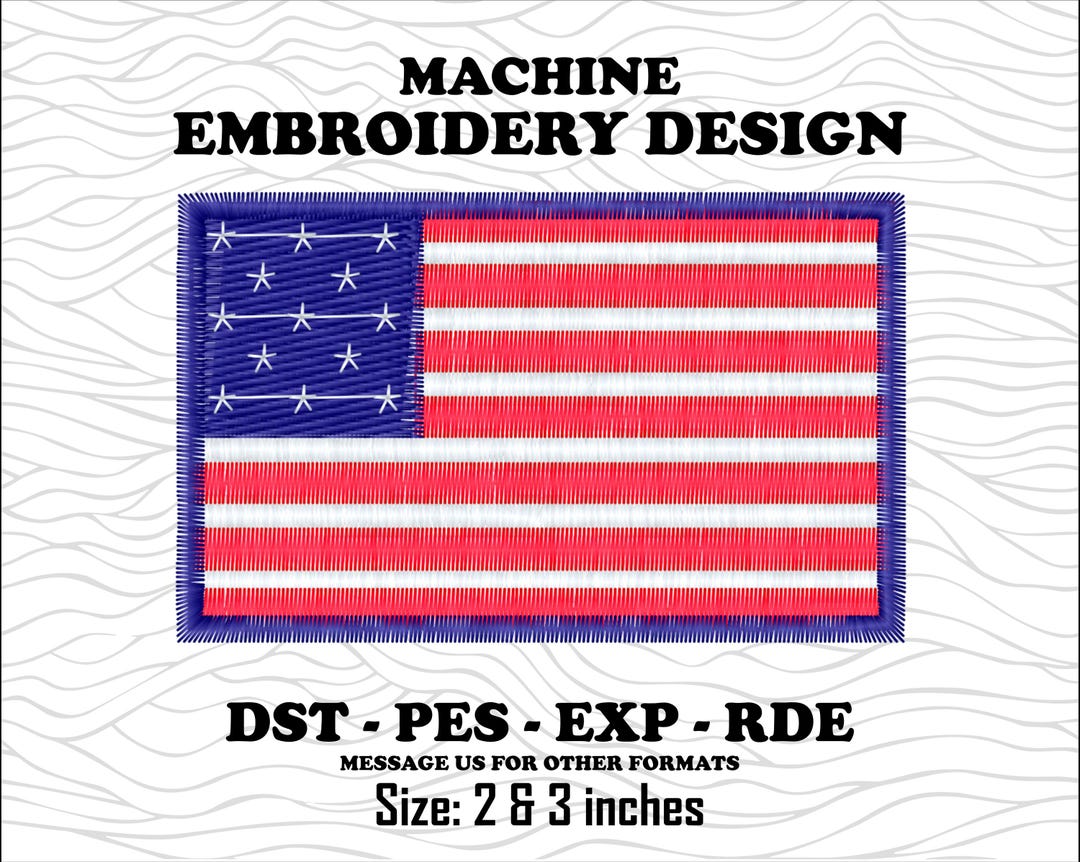 USA Flag Embroidery Design, America PES File to Embroider, Brother ...