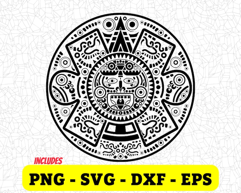 Aztec Calendar SVG, Craft Files, Calendario Azteca PNG Design, Cricut ...