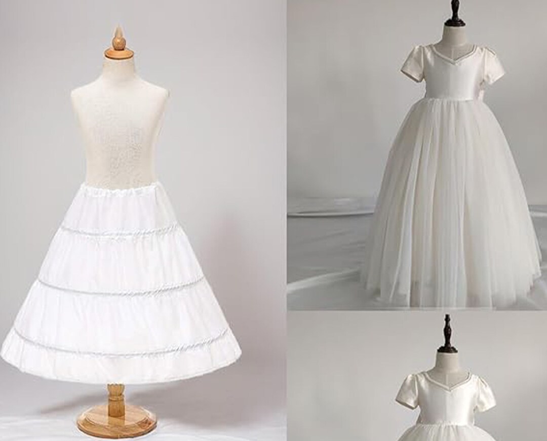Girls' 3 Hoops Petticoat Full Slip Flower Girl Crinoline Skirt, Fancy ...