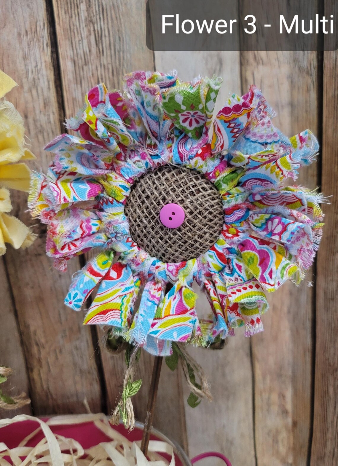 Fabric Flowers, Rag Flowers, Rag Sunflowers Spring Faux Flowers Country ...
