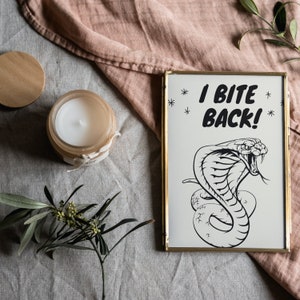 I Bite Back! Snake Print, Tattoo Snake Poster, Witchy Home Print ...