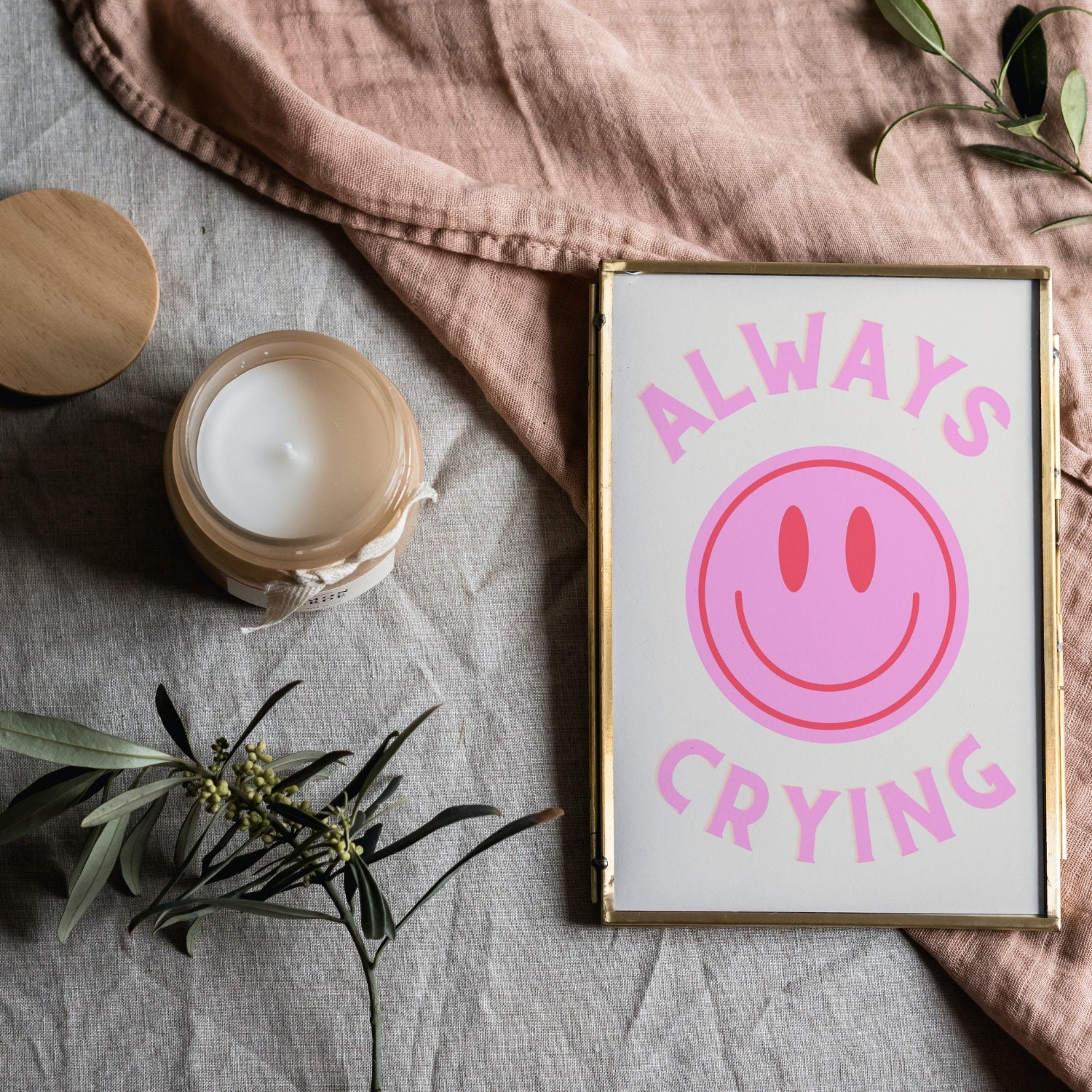 Always Crying Smile Print, Wall Art Printable, Groovy Living Room Decor ...
