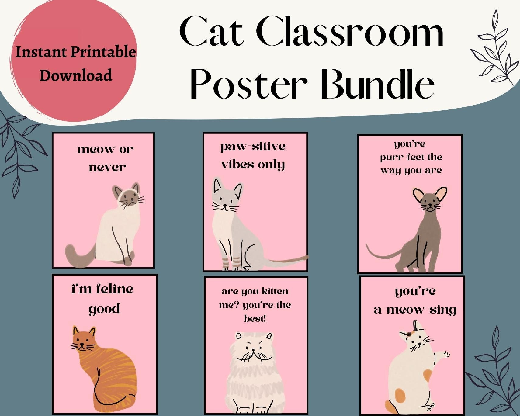 Cat Classroom Poster Bundle Classroom Posters Teacher Posters Teacher ...