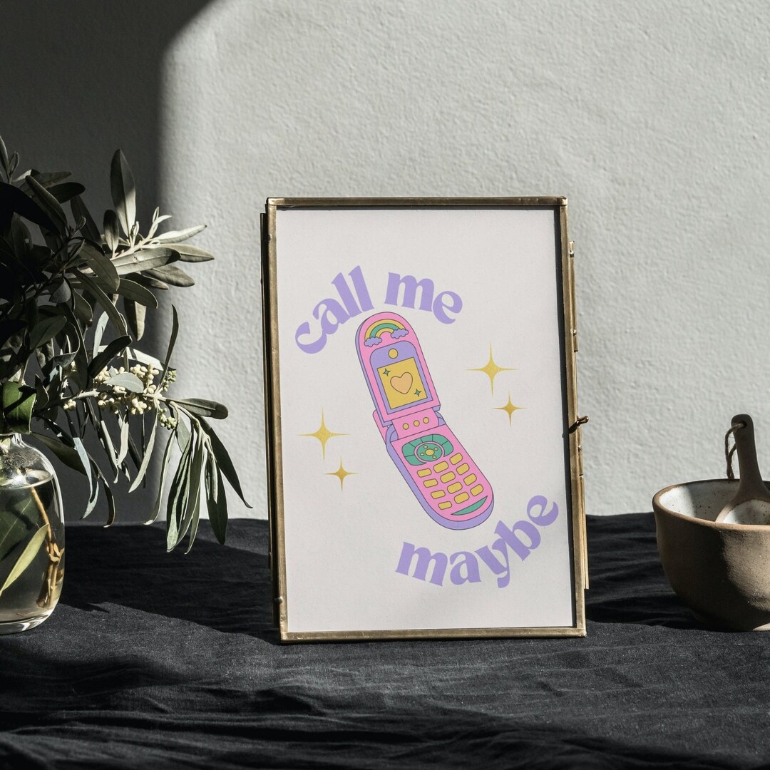 Call Me Maybe Print, Printable Wall Art, Digital Download Print, Retro ...