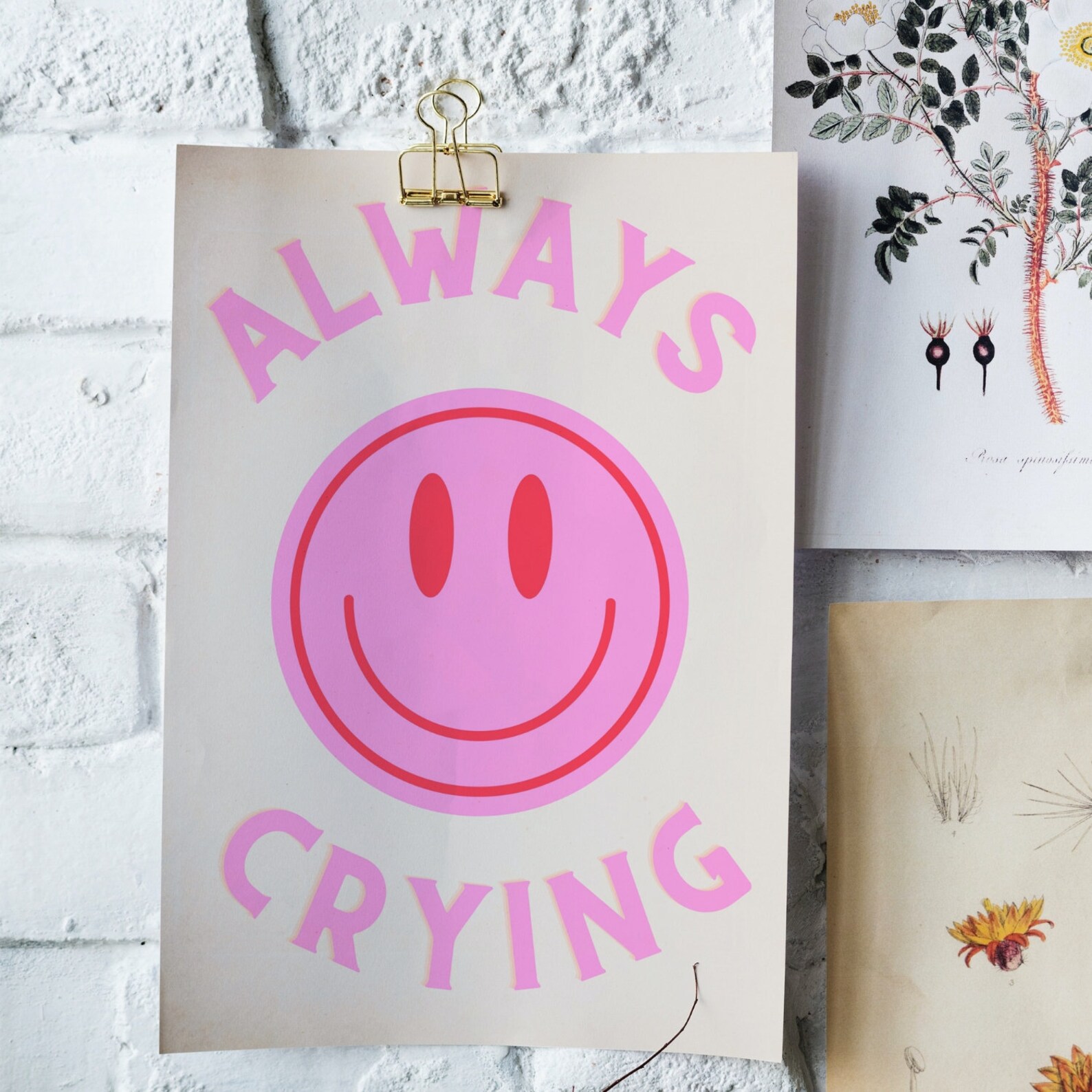 Always Crying Smile Print, Wall Art Printable, Groovy Living Room Decor ...