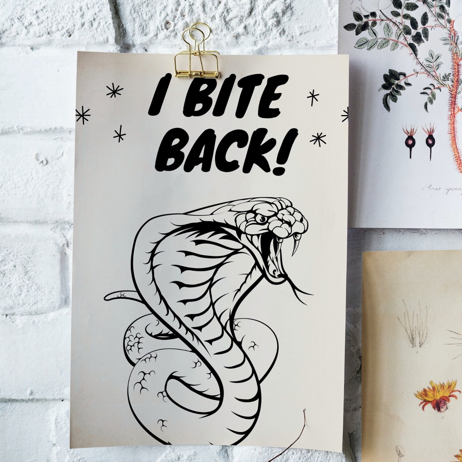 I Bite Back! Snake Print, Tattoo Snake Poster, Witchy Home Print ...