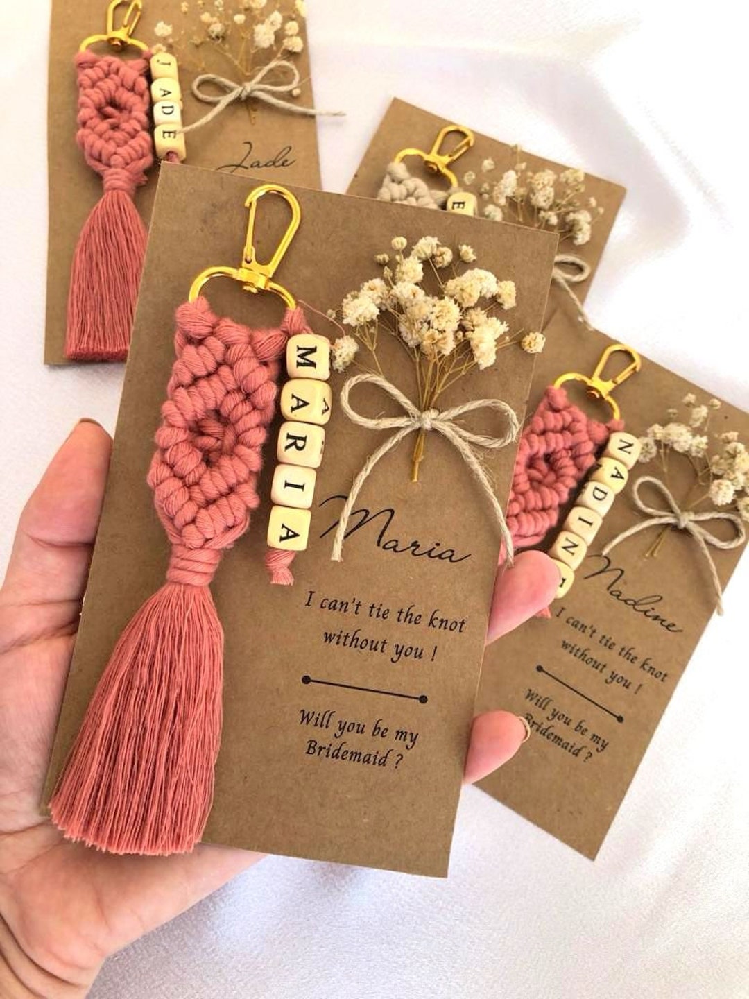Boho Macrame Bridal Shower Favors With Personalized Tags Macrame ...