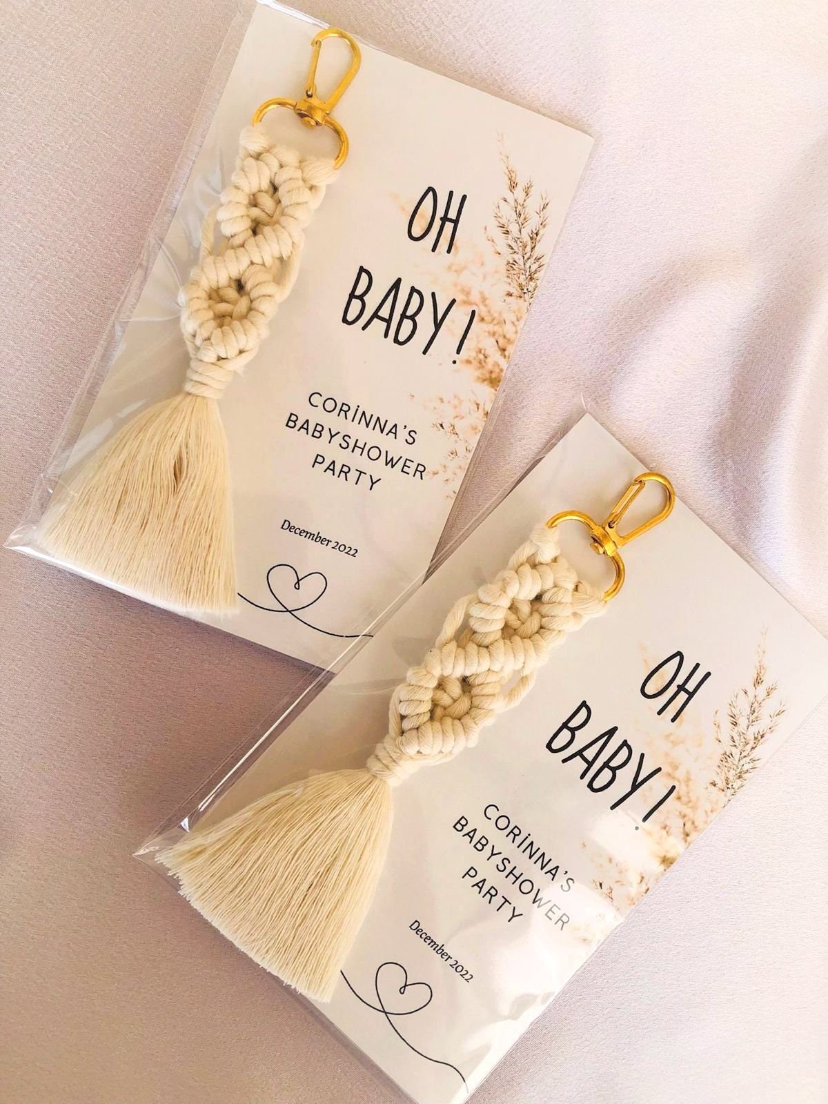 Custom Macrame Keychain Baby Shower Favors, Personalized Babyshower ...