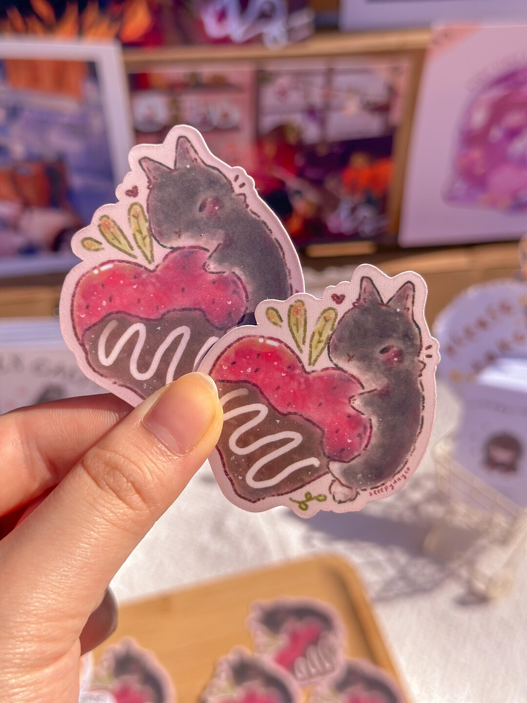 Cute Strawberry Bunny | Kawaii Rabbit | Glossy Waterproof Vinyl Sticker ...