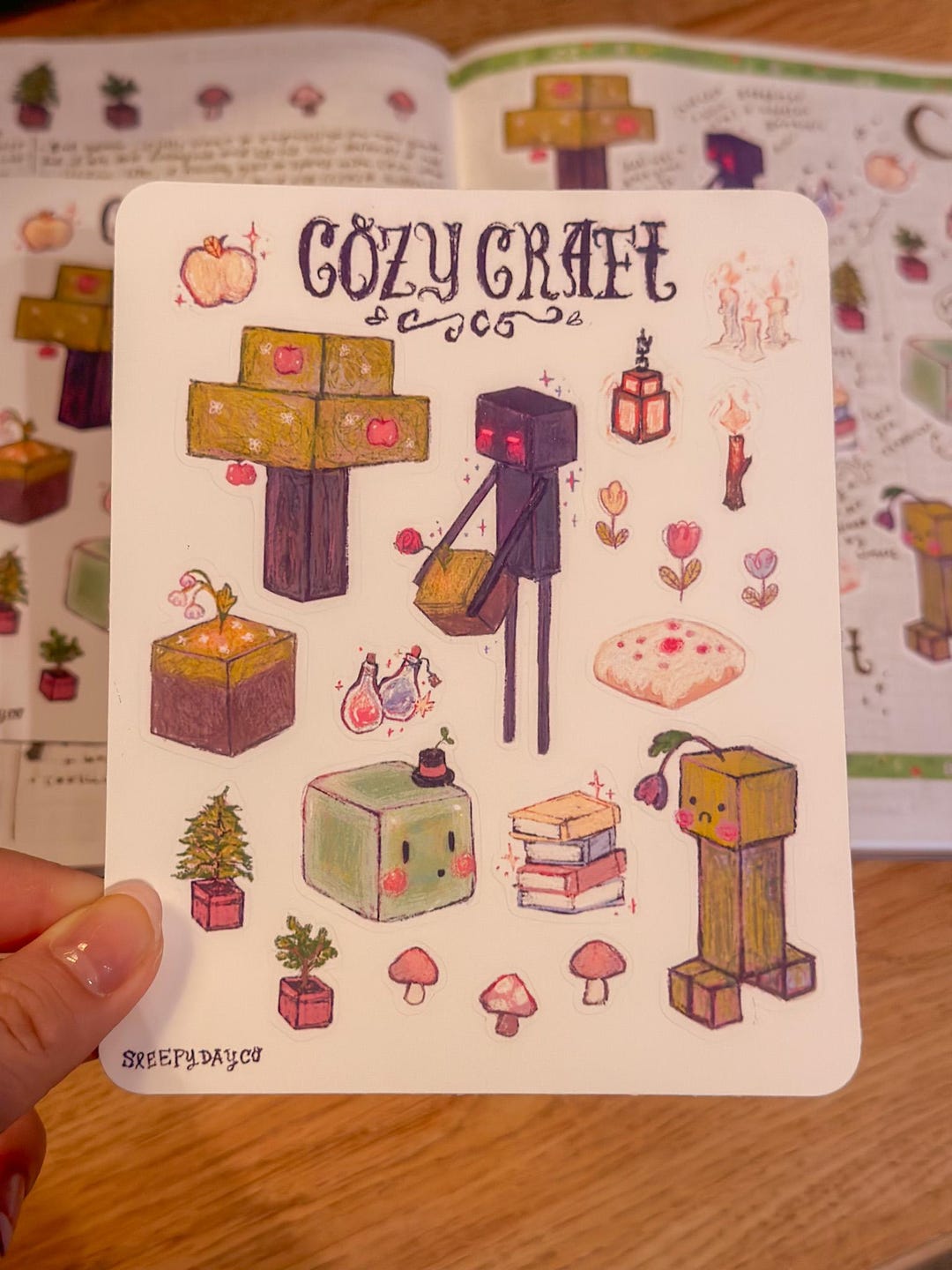 Minecraft Waterproof Matte Sticker Sheet| Cozy Romantic Craft Aesthetic ...