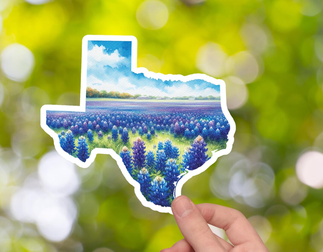 Watercolor Bluebonnet Texas Sticker for Water Bottle Wildflower Laptop ...