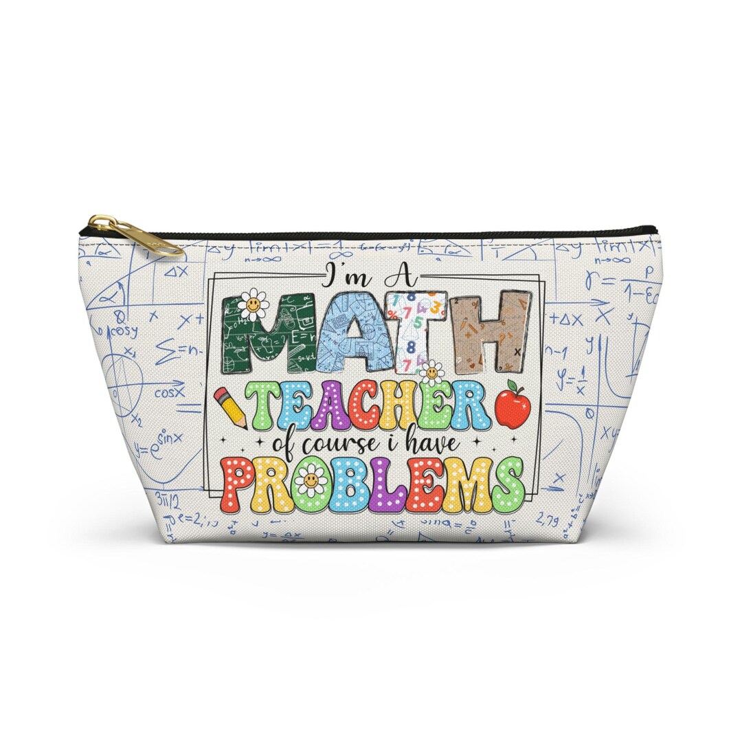 White Teacher Appreciation Pencil Case, Math Teacher Accessory Pouch W ...