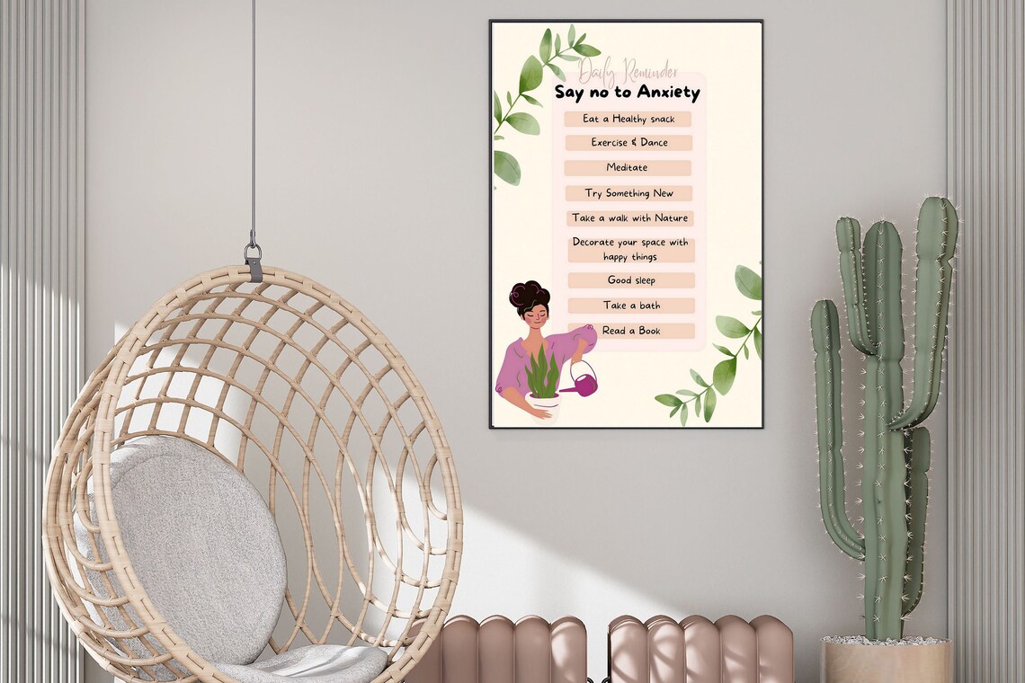 No to ANXIETY Wall Decor Self Care Printable Women Self Care - Etsy