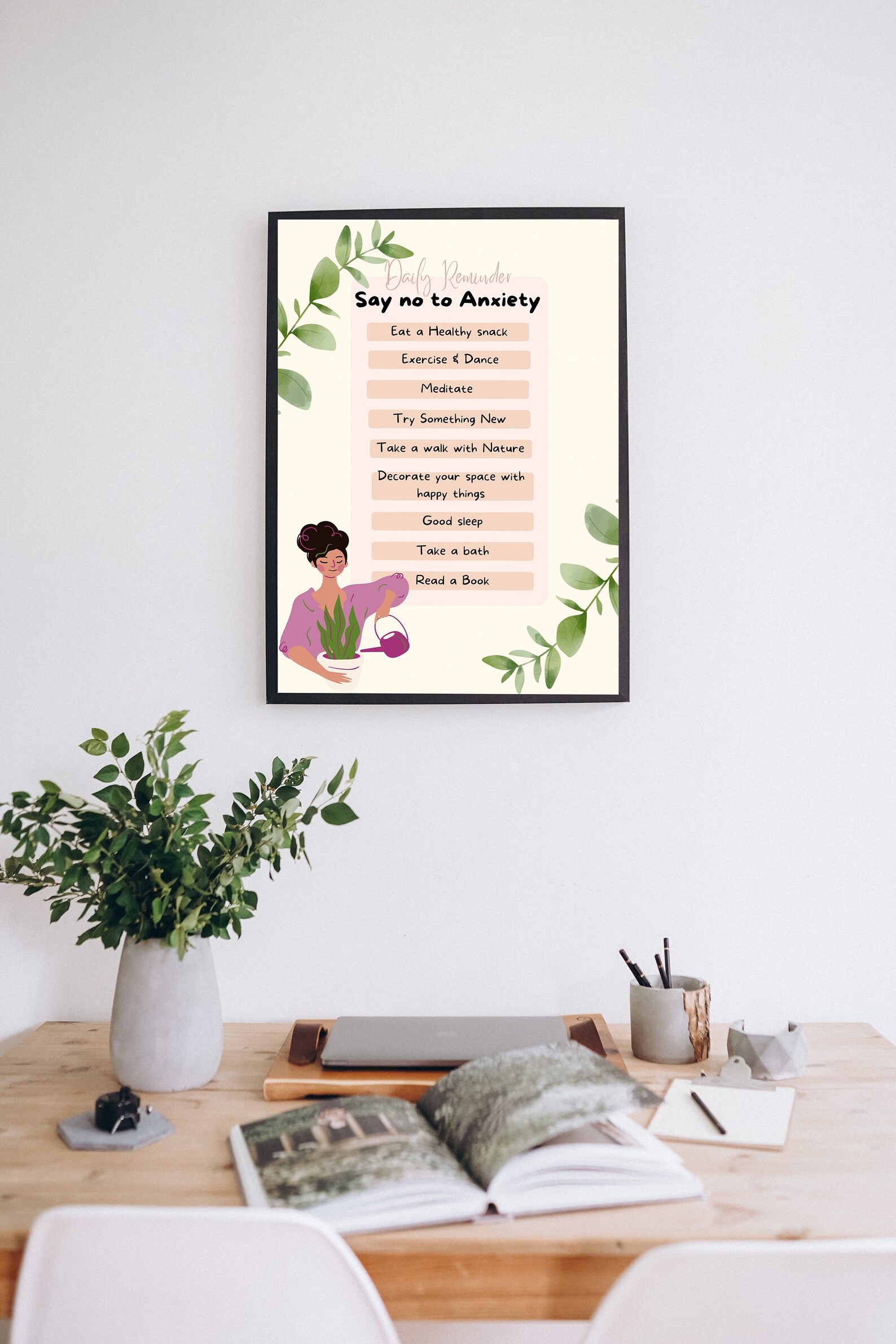 No to ANXIETY Wall Decor Self Care Printable Women Self Care - Etsy