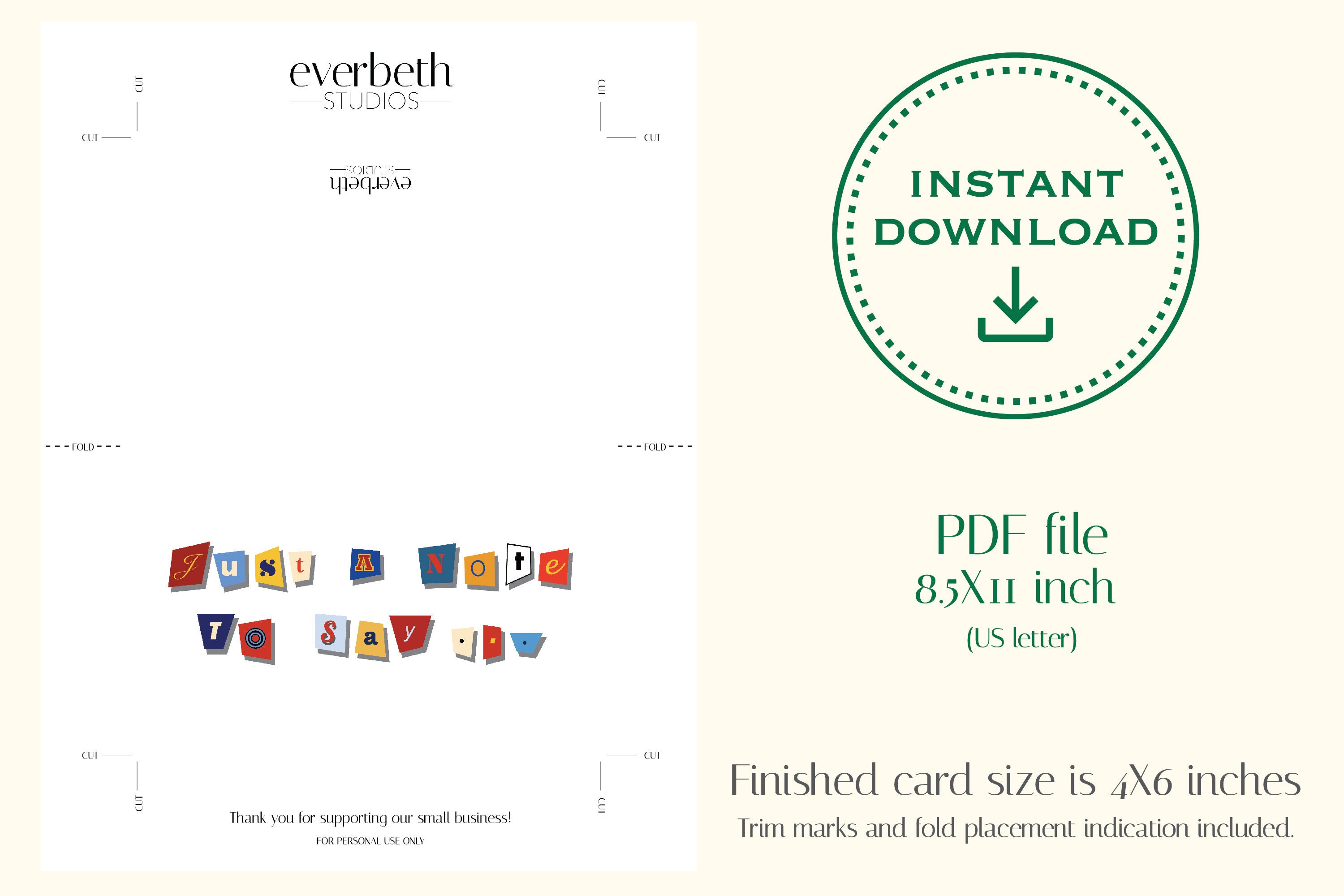Printable Ransom Note Letter Note Card 4X6 Inches PDF - Etsy