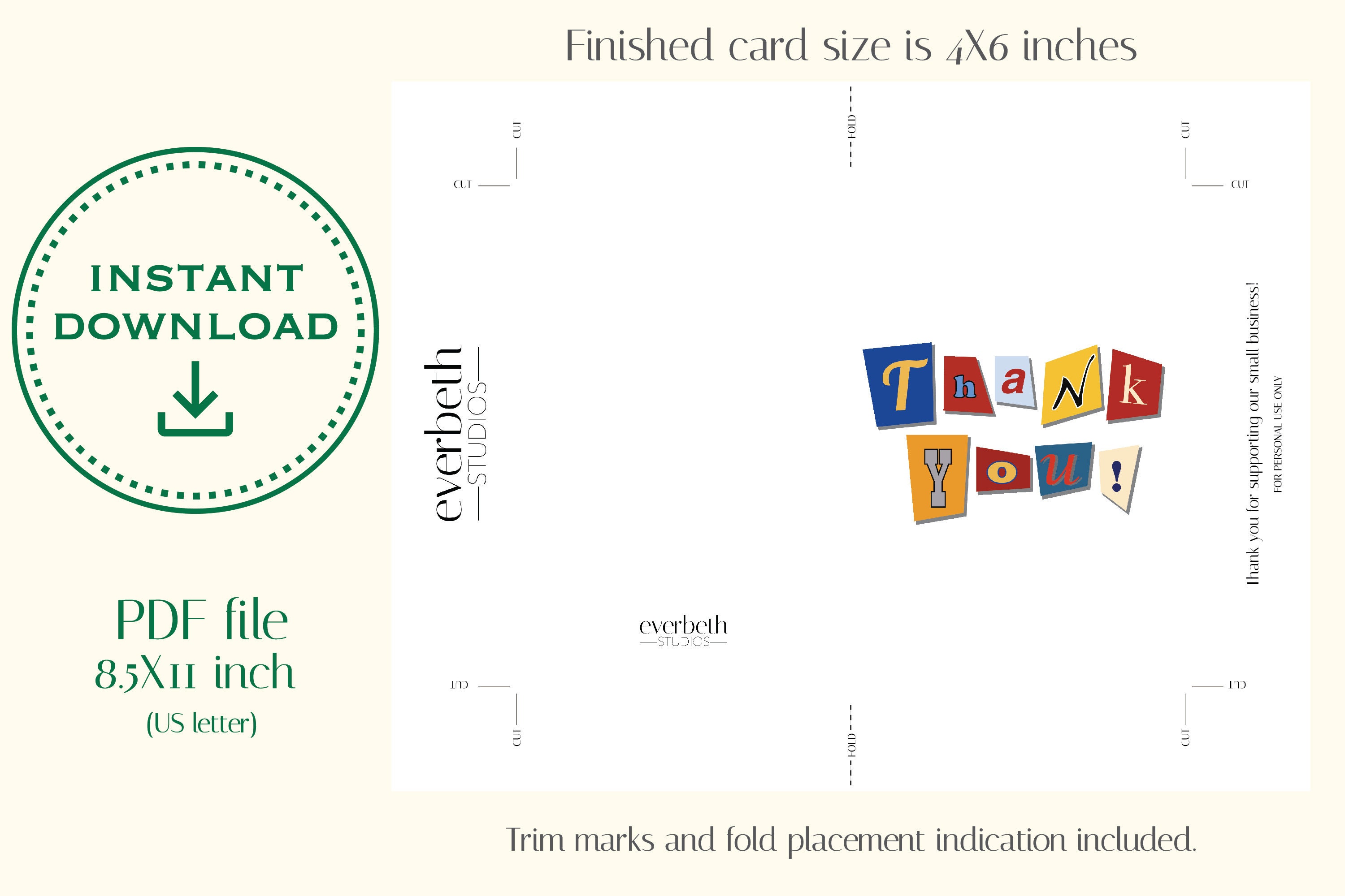 Printable | Ransom Note Letter Thank You Card | 4X6 Inches | PDF File ...