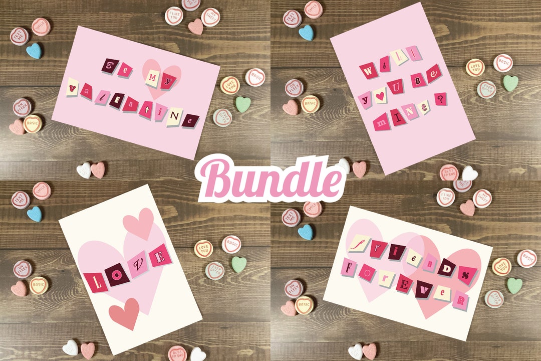 BUNDLE Printable Valentine's Day Cards Envelope Template Ransom Note ...