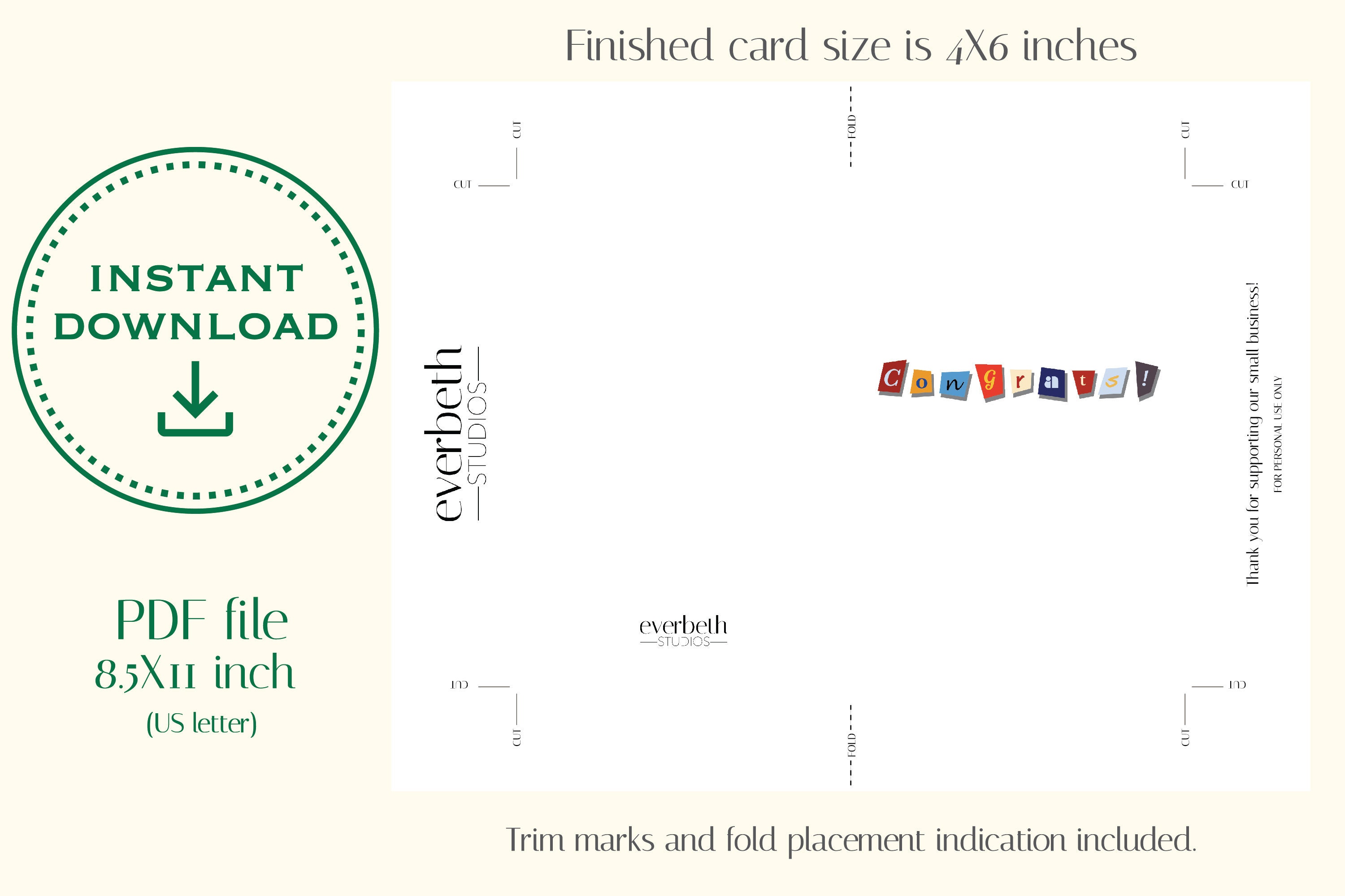 Printable Ransom Note Letter Congrats Card 4X6 Inches PDF File Classic ...