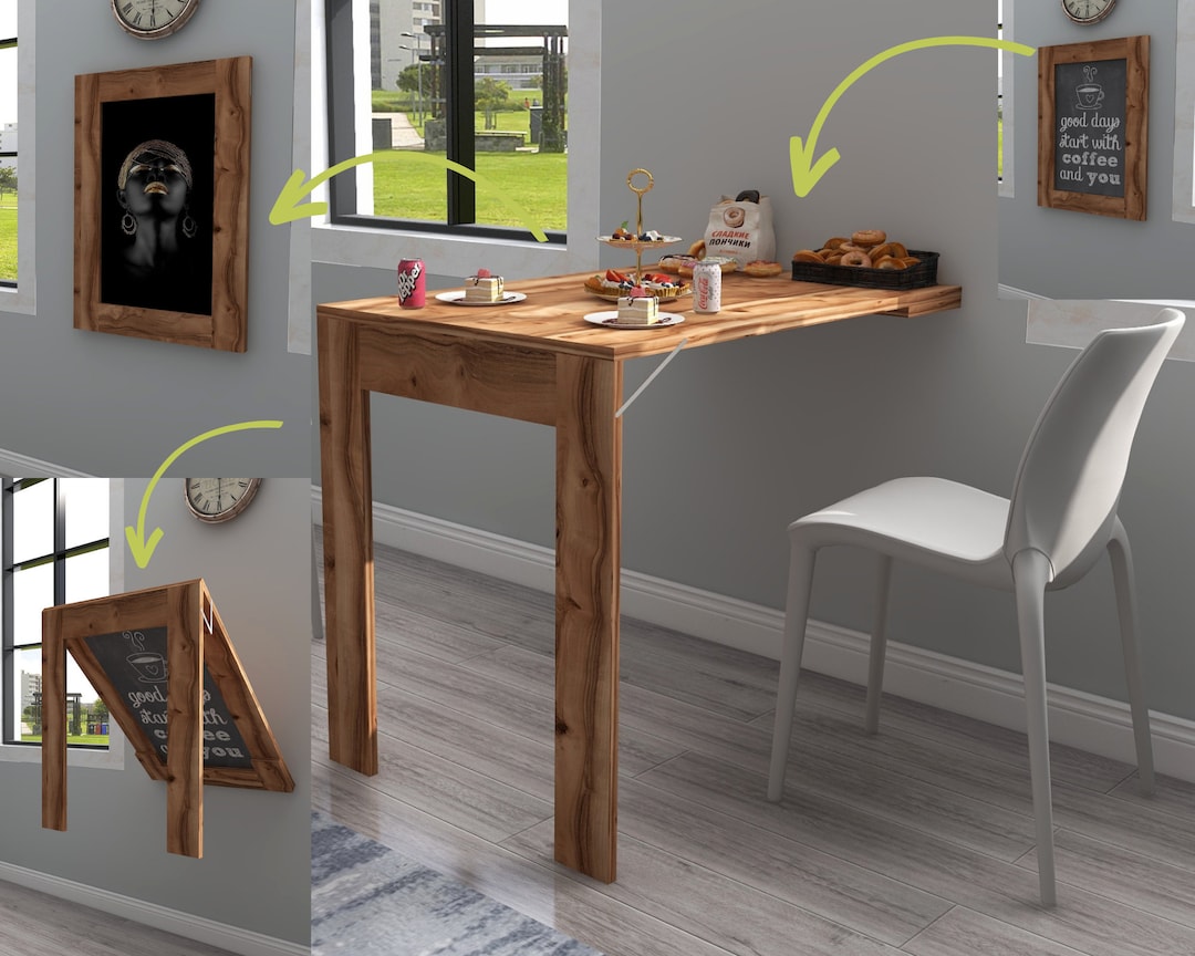 Space Saving Folding Dining Table Wooden Murphy Study Table - Etsy