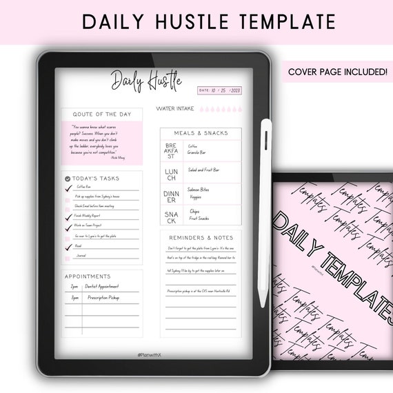 Daily Hustle Template Daily Templates Digital Planner - Etsy