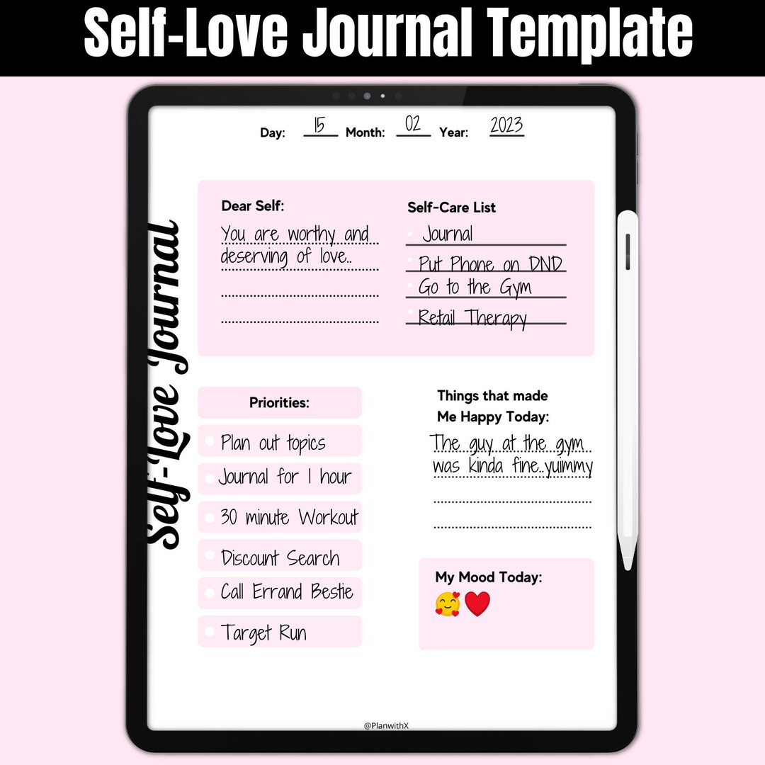 Pink Self-love Daily Journal Pages, Digital Journal for Ipad, Goodnotes ...
