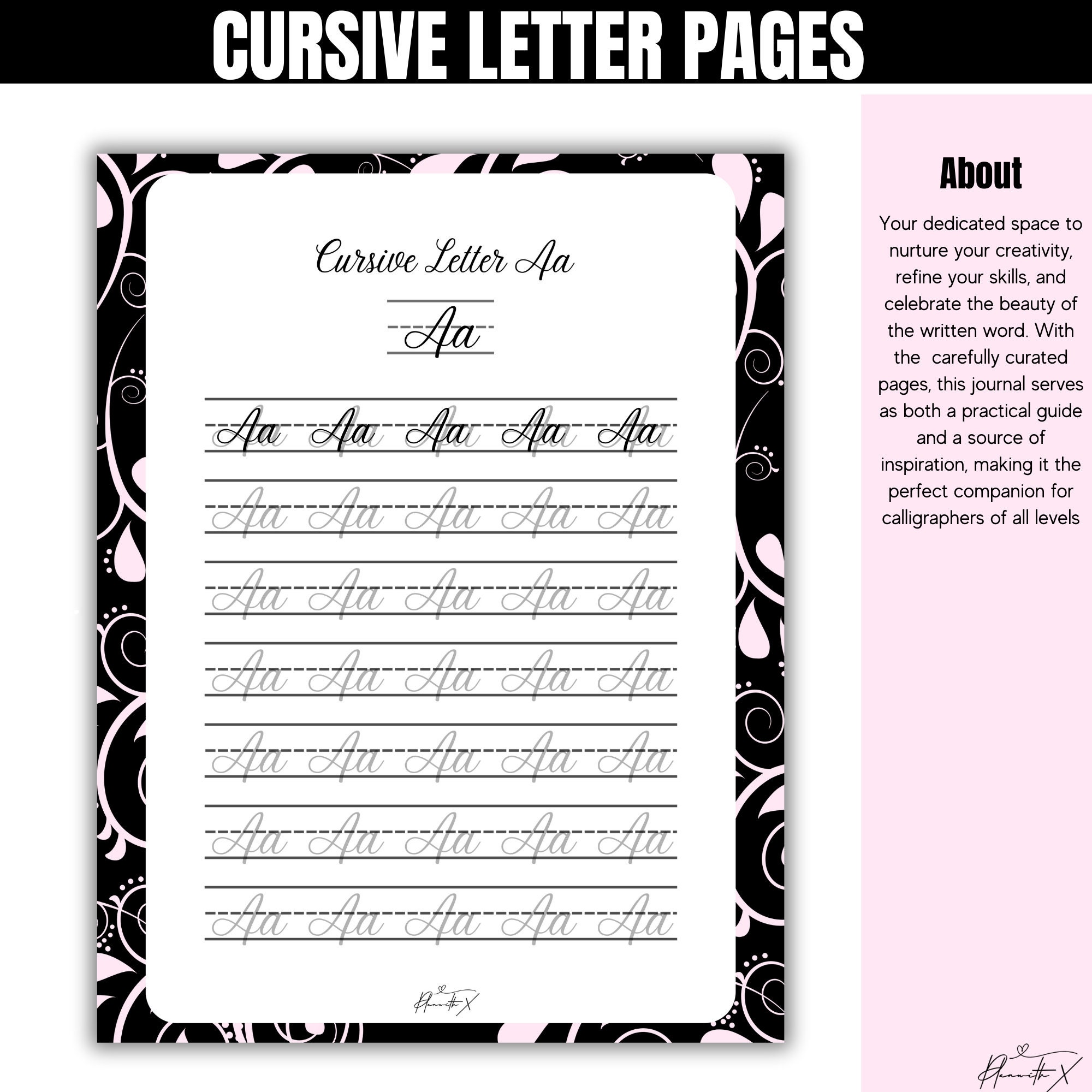 Digital Calligraphy Journal, Practice Sheet Templates, Calligraphy ...