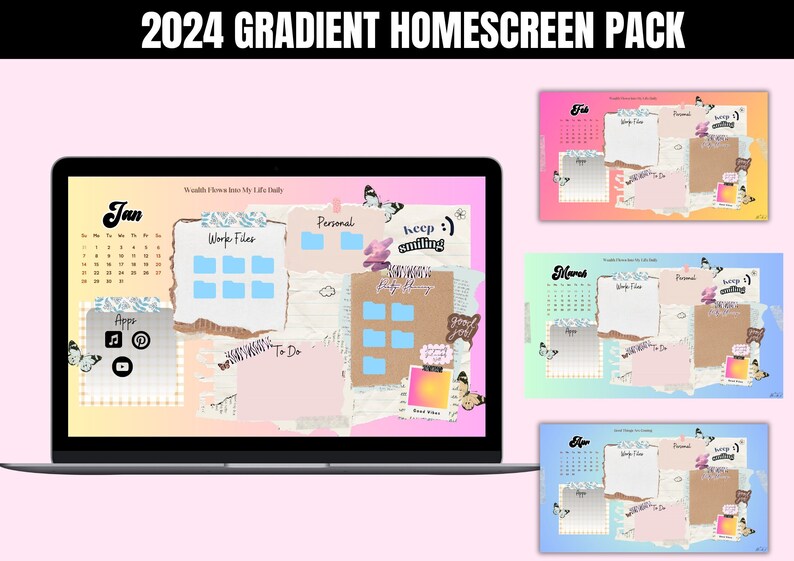 2024 Gradient Home Screen Pack, Organizer, Planwithx - Etsy