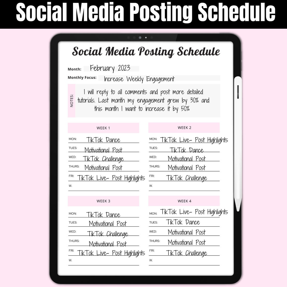 Pink Social Media Planner Template, Instagram Post Tracker, Content ...