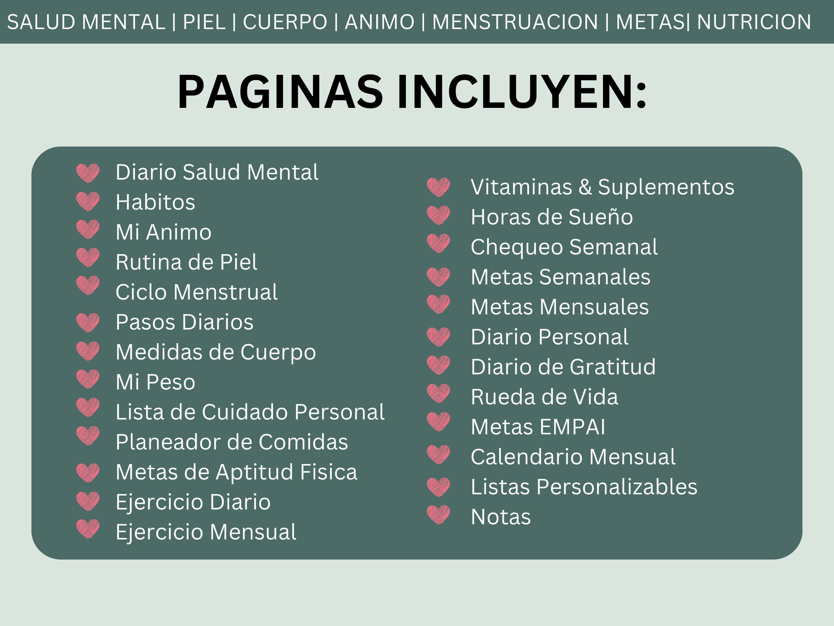 Diario De Cuidado Personal | Salud Mental Habitos Rutina Comidas ...