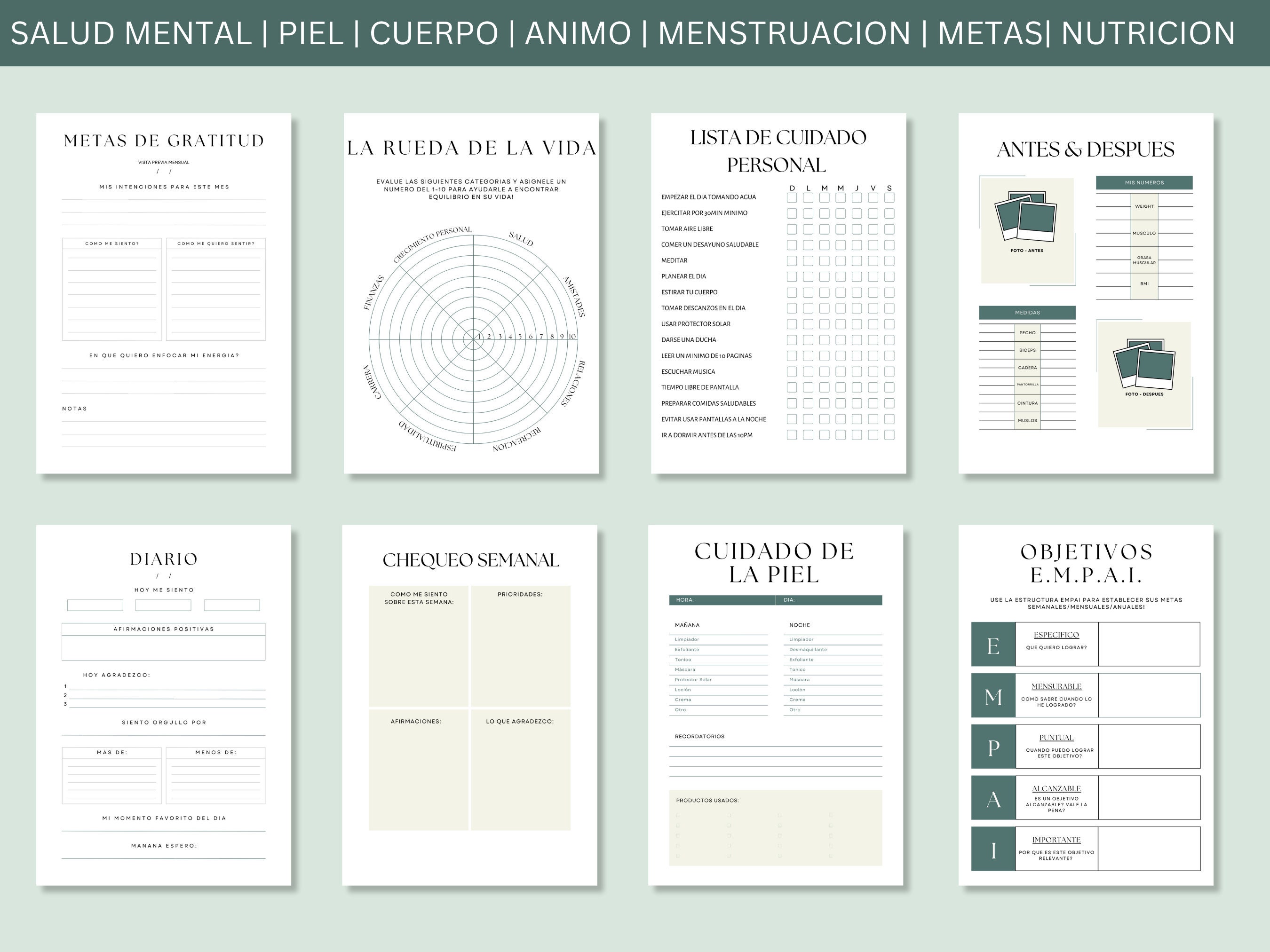 Diario De Cuidado Personal Salud Mental Habitos Rutina Comidas ...