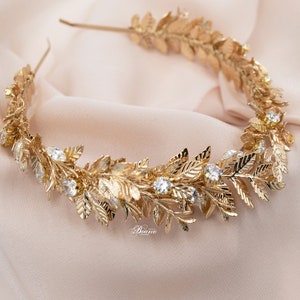 Bridal Tiara, Vintage Gold Leaf Bridal Tiara, Gold Wedding Crown ...