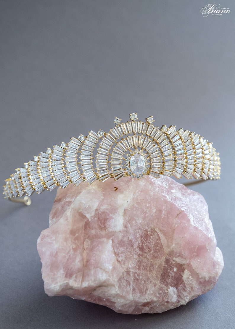 Bridal Tiara, High Quality Zircon Tiara, Gold Wedding Tiara, Bridal ...