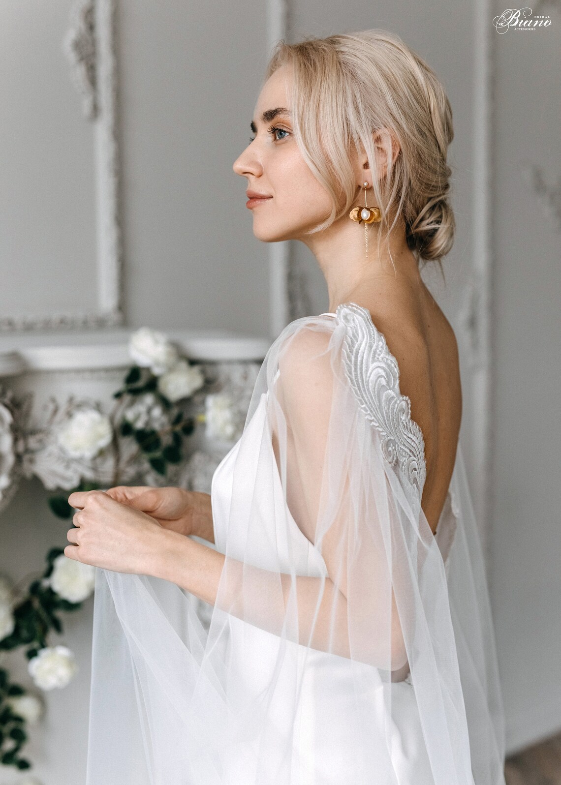 Wedding Cape Veil, Capes for Brides, Shoulder Veil, Wedding Veil Ivory ...