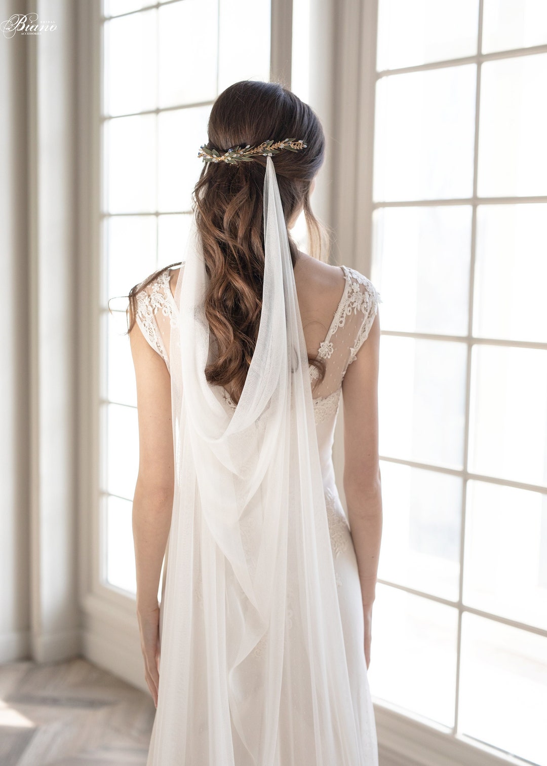 Bohemian Soft Veil, Pure Silk Wedding Veil, Soft Bridal Veil, Draped ...