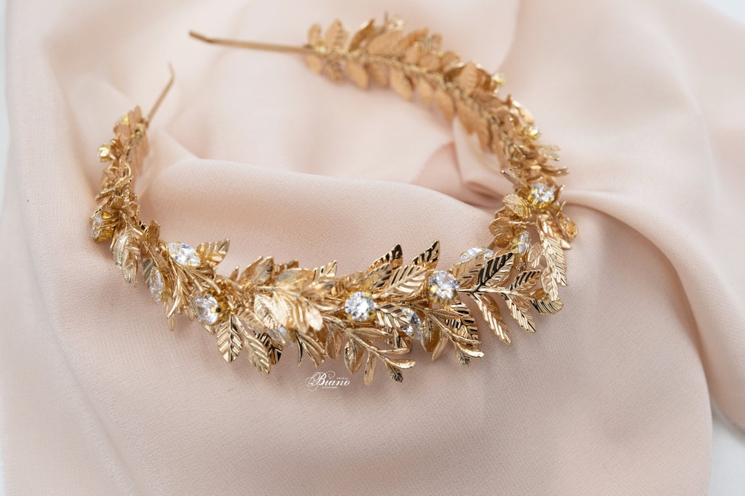 Bridal Tiara Vintage Gold Leaf Bridal Tiara Gold Wedding - Etsy
